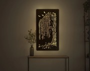Li-Go "Vrba" světelný obraz s baterií 55x100cm varianta ovládání: manuál/pohybové čidlo, provedení povrchu: ořech