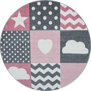Ayyildiz, Dětský kusový koberec Kids 620 pink kruh, 120x120 (průměr) kruh, růžová, dětský pokoj
