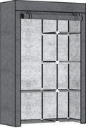HOMCOM Textilní Šatní Skříň s 6 Policemi, Šatní Tyč, Zipová Skříň do Předsíně a Ložnice, 103 x 43 x 162,5 cm, Tmavě šedá | Aosom