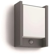 Philips myGarden - Nástěnné venkovní LED svítidlo 17x22 cm, 4000 K, 6 W, se senzorem, antracit 915005193902