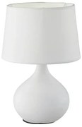 Bílá stolní lampa z keramiky a tkaniny Trio Martin, výška 29 cm