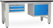 Dílenský stůl Solid MDF-21, 180 cm, 2 závěsné boxy, černá