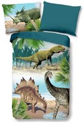Zelené/modré bavlněné dětské povlečení na jednolůžko 140x200 cm Dino – Good Morning