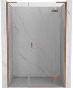 Mexen Mist-H L sprchové dveře otočné pravé 130 cm, transparentní, kartáčovaná měď - 8A5L-130-001-65-00-P
