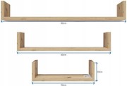 Závěsná police EX3 Velká dub artisan sada 3ks polic