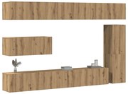 Sada 7 kusů nástěnné TV skříňka dub artisan kompozitní dřevo 3329214