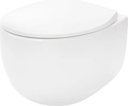 Rea Lars, závěsná WC mísa Rimless 50x37x29 cm včetně sedáku s pomalým zavíráním, bílá, REA-C9500