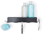 Černá nástěnná samodržící polička Compactor Clever Flip Shower Shelf