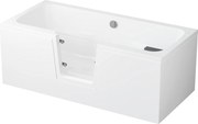 Vana s dvířky Polimat OVI 160x75 LEVÁ s bílým čelním krycím panelem + vanový sifon automat s přepadem VABPS-ZU 70