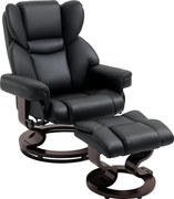 HOMCOM Relaxační Křeslo s Podnožkou, Otočné Křeslo před TV, Křeslo s Funkcí Polohování, Relaxační Křeslo, Lounger do Obývacího Pokoje, Ložnice, Umělá