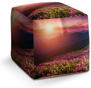 Sablio Taburet Cube Rozkvetlá příroda - 40x40x40 cm