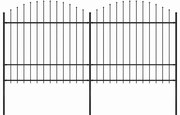 Zahradní plot s kopím nahoře ocelový 337 x 175 cm černý 277740