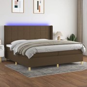 Box spring postel s matrací a LED tmavě hnědá 200x200 cm textil