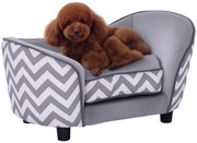 PawHut pet sofa pohovka pro psy čalouněná dřevem a pěnou 68,5x40,5x40,5cm pro psy a kočky v šedé barvě | Aosom.de