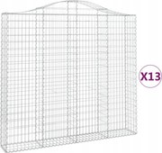 vidaXL Gabionové koše, 13 ks, 200x30x180/200 cm, galvanizované železo