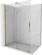 Mexen Velar, posuvné dveře do otvoru typ Walk-In 130 cm, 8mm čiré sklo, zlatá lesklá, 871-130-000-03-50