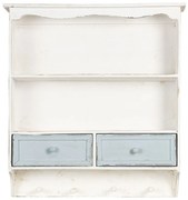 Bílá vintage nástěnná polička s modrými šuplíčky Vann - 56*13*60 cm