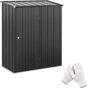 Outsunny Úložná Kůlna s Šikmou Střechou 1,34m² Zahradní Dům Nářaďový Šop Lockable Utility Cabinet Zinková Ocel Černá 161,5 x 94,5 x 196 cm | Aosom