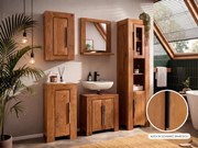 furniture-nabytek.cz - Koupelnová sada Osvaro akácie - Stříbrné kovové úchytky