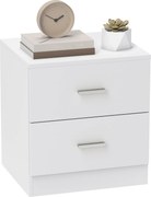 HOMCOM Moderní Noční Stolek s 2 Zásuvkami, Stolek do Obývacího Pokoje a Ložnice, Nosnost 30 kg, 45x39,5x49 cm, Bílý | Aosom
