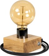 Noční Lampa Stolní Edison Dub přírodní 10x10 CM Retro žárovka E27 40W