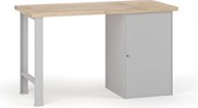 Dílenský pracovní stůl G7, buková spárovka, 1500 x 685 x 840 mm, 1x skříňka, šedá