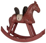Červená antik dekorace houpací koník - 39*12*33 cm