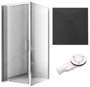 BPS-koupelny Čtvercový sprchový kout HYD-SK04C 90x90 chrom/transparent + vanička HYD-SSV-RIKO černá