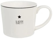 Bílý hrnek s hvězdičkou Happy - Lovely Day - 12*8*7 cm / 275 ml