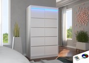 ADRK Šatní skříň posuvná s LED osvětlením BENISSO W 120 L, bílá