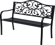 Outsunny 2-místná zahradní lavička s rozkládacím stolem, nosnost 240 kg, zahradní nábytek pro terasu a venkovní prostory 150x58.5x90 cm Černá | Aosom