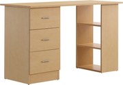 HOMCOM Stůl s úložným prostorem, Počítačový stůl 120 x 50 cm, Stůl s policemi a šuplíky, pro malé prostory, Ložnice, Světle dřevěný vzhled | Aosom