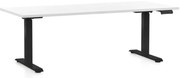 Výškově nastavitelný stůl OfficeTech D, 180 x 80 cm, černá podnož, bílá