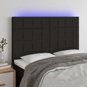 Čelo postele s LED černé 144x5x118/128 cm textil