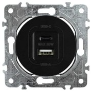 Elhard Kulatá USB A+C zásuvka Rondo 20W, černá RD2033B