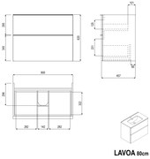 Koupelnová skříňka s umyvadlem LAVOA 80 cm