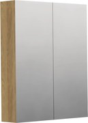 INTEDOOR Zrcadlová skříň BEE, 2 dveře, el.zásuvka, IP44, š. 60cm, dub Hickory
