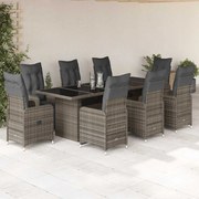 9dílný zahradní bistro set s poduškami šedý polyratan 3277295