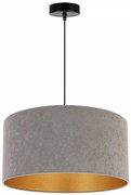 Závěsné svítidlo Mediolan, 1x šedé/zlaté textilní stínítko, (fi 40cm)