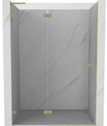 Mexen, Mexen Lunar L levé otočné sprchové dveře 130 cm, transparentní, broušené zlaté - 834L-130-000-55-00-L