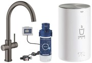 Grohe Red - Dřezová baterie Duo s ohřevem vody a filtrací, zásobník M, kartáčovaný Hard Graphite 30083AL1