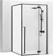 Sprchový kout REA FARGO 80/zástěna x 100/dveře cm, černý matný/transparent + vanička Savoy bílá