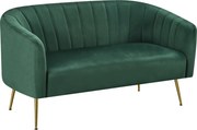Designový 2-sed, tmavě zelená Velvet látka/gold chrom-zlatý, BAGY