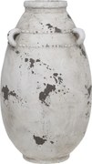 Bílo-šedá antik terakotová váza s oušky Frejus - Ø 21*36 cm