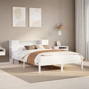 Postel s knihovnou bez matrace bílá 135x190 cm masivní borovice 3321535