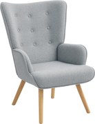 HOMCOM Křeslo s Boucle Potahem, Moderní Čalouněné Křeslo se Dřevěnými Nohy, Ergonomické Opěradlo a Područky, pro Jídelnu, Obývací Pokoj, Ložnici, Kanc