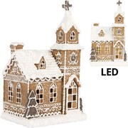 Vánoční perníková dekorace kostel Gingerbread House Led - 14*12*23 cm