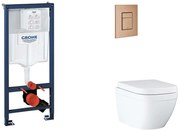 Grohe Rapid SL - Set předstěnové instalace, klozetu, sedátka SoftClose a tlačítka Skate Cosmopolitan, Triple Vortex, kartáčovaný Warm Sunset SANI11BB4128