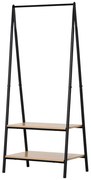 Věšák na šaty se 2 policemi, kov/přírodní dřevo, 149 cm 850-096
