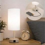 Brilagi - Stolní lampa s USB portem TABLON 1xE27/25W/230V béžová/bílá